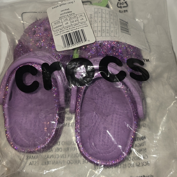 CROCS | Shoes | Crocs Baby Baya Orchid Glitter Clogs | Poshmark